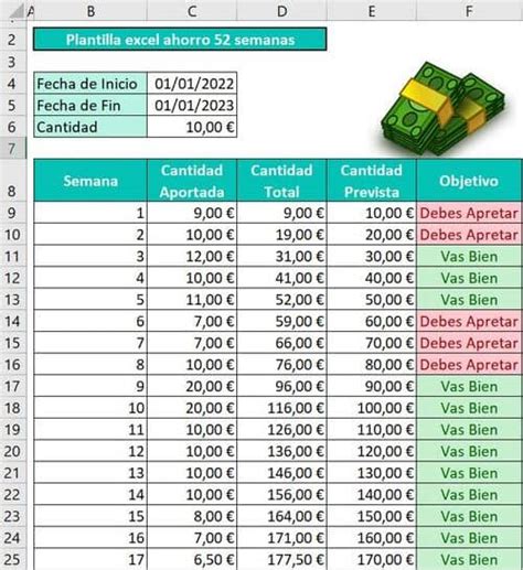 PLANTILLA EXCEL AHORRO 52 SEMANAS Descarga Gratis