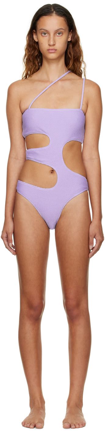 Danielle Guizio SSENSE Exclusive Purple One Piece Swimsuit Danielle Guizio