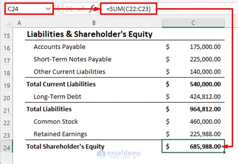 Balance Sheet Format In Excel With Formulas Create With Easy Steps
