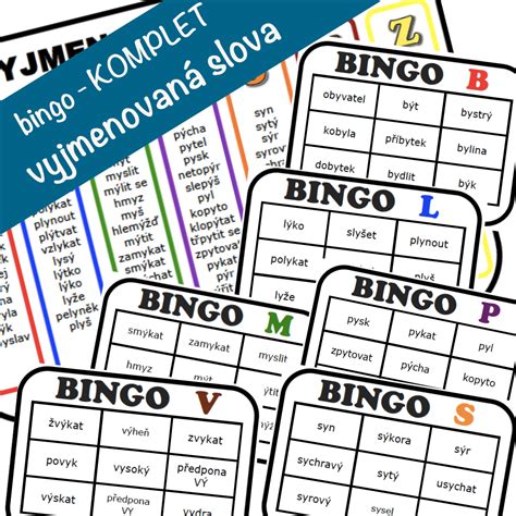 bingo vyjmenovaná slova KOMPLET Český jazyk gramatika