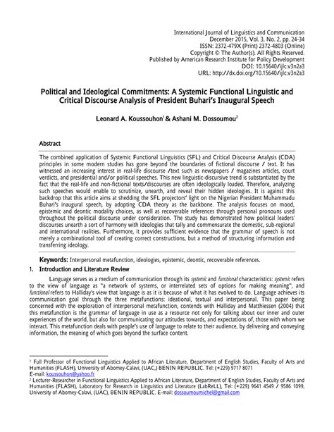 pdf political and ideological commitments a systemic functional linguistic and critical