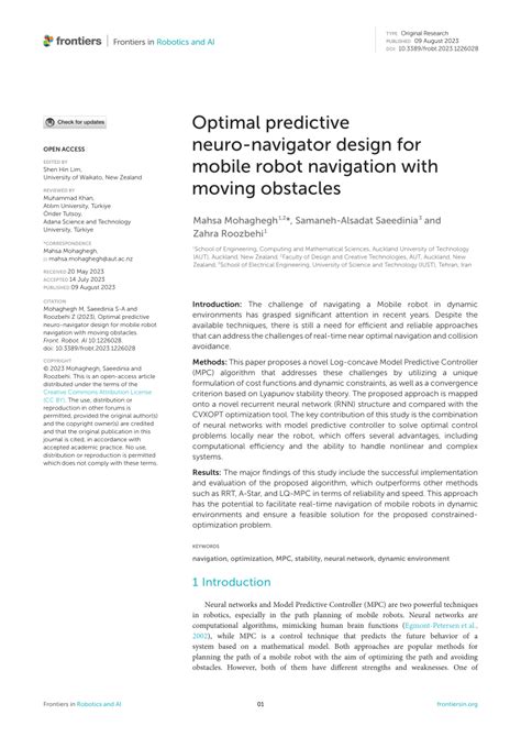 pdf optimal predictive neuro navigator design for mobile robot navigation with moving obstacles