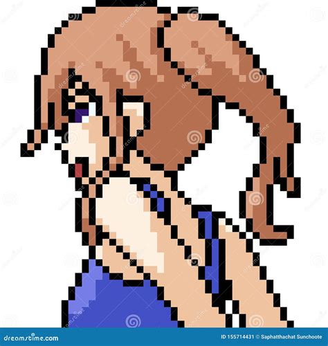 Vector Pixel Art Anime Girl Stock Vector Illustration Of Japanese