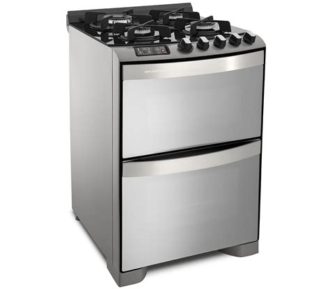Fogão Brastemp 4 Bocas Cor Inox Mesa de Vidro e Grill Colombo