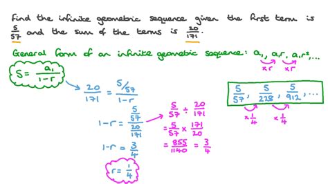 question video finding an infinite geometric sequence given its first term and the sum of all