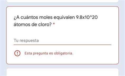 A Cu Ntos Moles Equivalen X Tomos De Cloro Brainly Lat