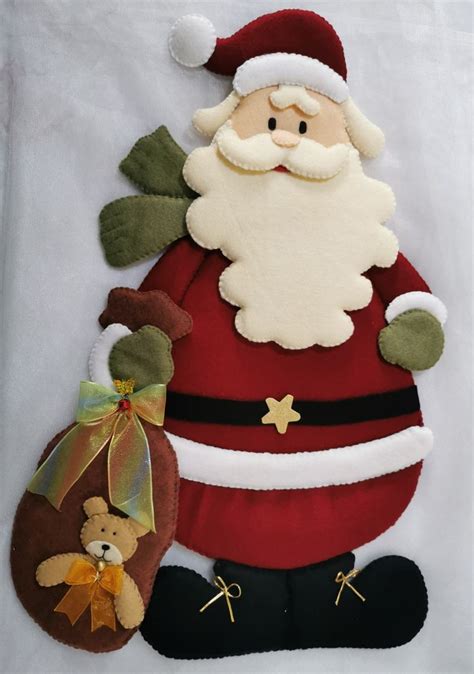 Santa Claus con costal Decoraciones navideñas de fieltro Fieltro