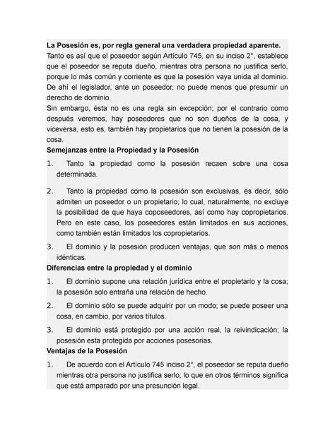 LA Posesion La Posesión es por regla general una verdadera propiedad