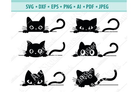 Cat Svg Black Cat Svg Cats Peeking Svg Eps Dxf Png