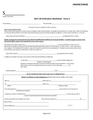Fillable Online Verification Worksheet Form Fax Email Print