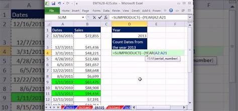 how to count dates falling within a given year in ms excel microsoft office wonderhowto