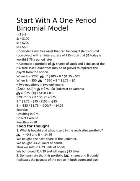 Notes 9 Start With A One Period Binomial Model S2 S3 S3 Consider A