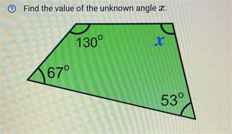 Solved Find The Value Of The Unknown Angle X Geometry