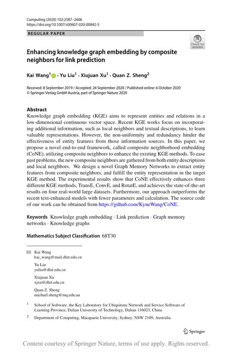 enhancing knowledge graph embedding by composite neighbors for link prediction request pdf