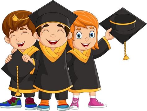 niños de graduación de dibujos animados en trajes negros Chibi School