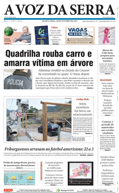 Edição de 27 de outubro de 2015 Jornal A Voz da Serra