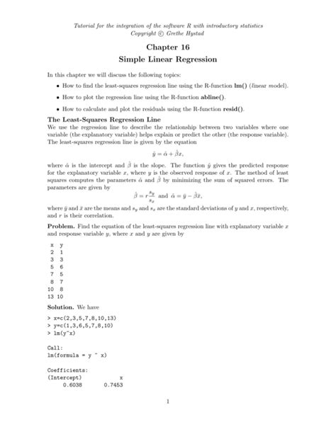 chapter 16 simple linear regression