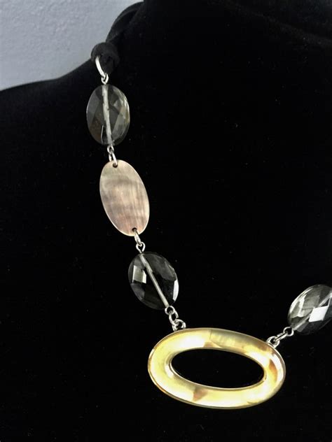 Lia Sophia Necklace Art Glass Oval Ring Pendant Bead Gem