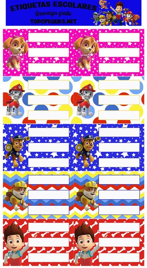 Gratis Etiquetas Escolares De Paw Patrol Todo Peques