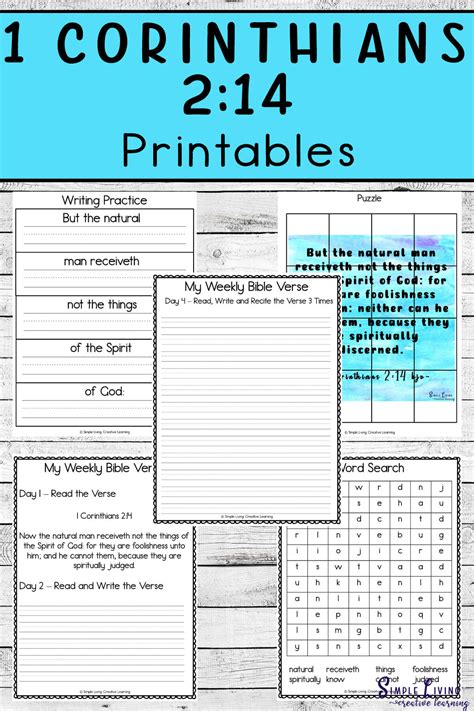 Monday Memory Verse 1 Corinthians 2 14 Printables Simple Living