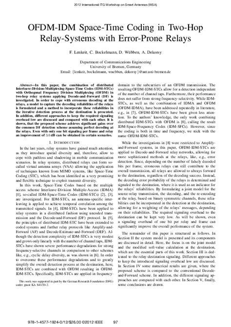 pdf ofdm idm space time coding in two hop relay systems with error prone relays dirk wübben