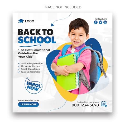 Social media post oder web banner vorlage für schulzulassung