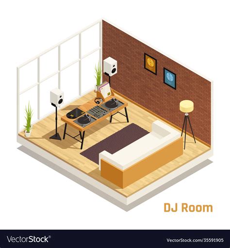 Dj Set Room Isometric Royalty Free Vector Image