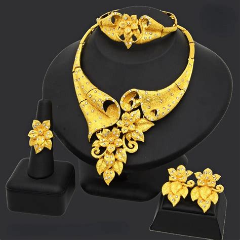 Dubai Fashion Luxury 24K Gold Plated Jewelry Set Hot New African Bride