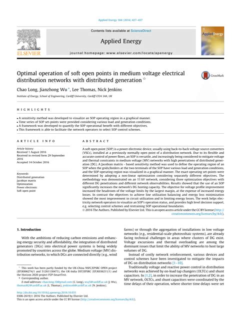 pdf optimal operation of soft open points in medium voltage electrical distribution networks