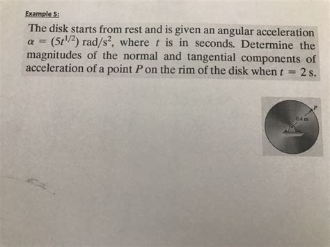 solved example 5 the disk starts from rest and is given an