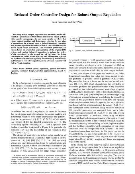 pdf reduced order controller design for robust output regulation