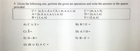 solved given the following sets perform the given set