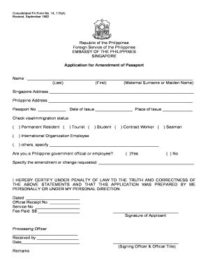 Fillable Online Singaporepe Dfa Gov Consolidated FA Form No Embassy