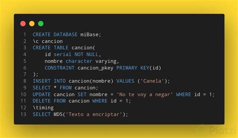 comandos más utilizados en postgresql platzi