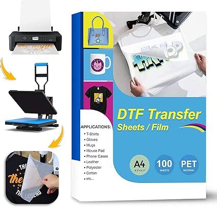 Amazon 100 Sheets A4 DTF Transfer Film 8 3 X 11 7 Inches Clear