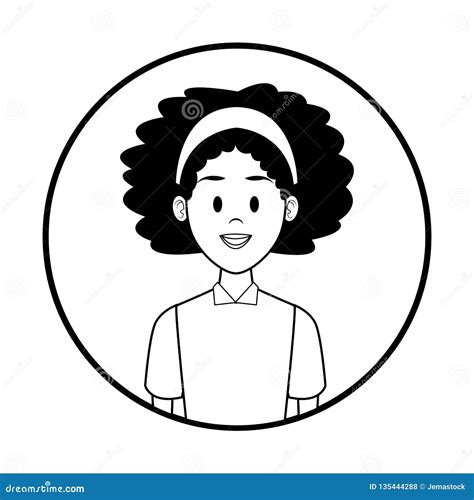 Woman Profile Cartoon In Black And White Stock Vector Illustration Of