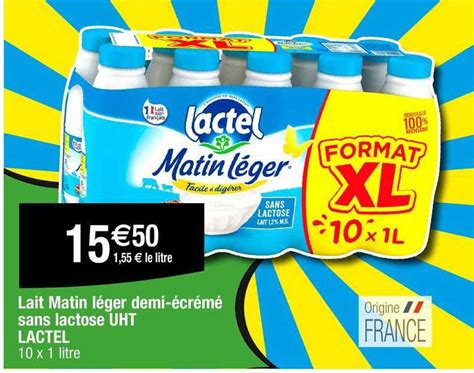 Promo Lait Matin Léger Demi écrémé Sans Lactose Uht Lactel chez Migros