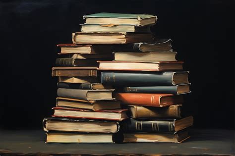 Montón de libros antiguos sobre un fondo oscuro Foto Premium