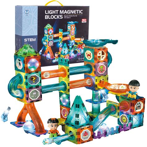 Klocki magnetyczne konstrukcyjne świecący tor 150 12768880479 Allegro pl