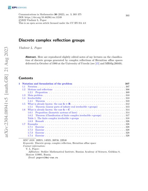 pdf discrete complex reflection groups