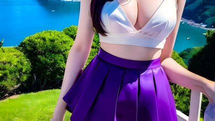 Big Boobs Asian Women Long Hair Looking At Viewer Cleavage