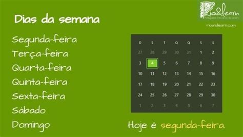 D As De La Semana En Portugu S A Dica Do Dia Gratis Rio Learn