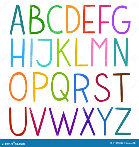Bunte Hand Gezeichnetes Volles Alphabet Des Vektors Vektor Abbildung