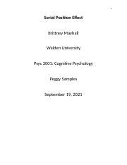 Serial Position Effect Docx Serial Position Effect Brittney Mayhall