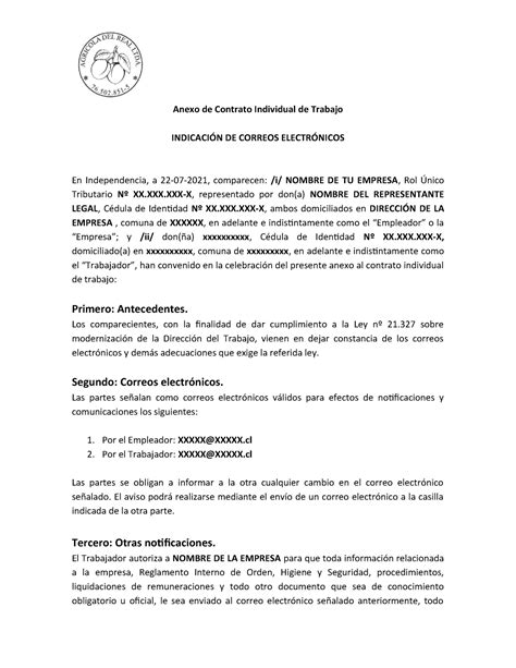 Formato Anexo De Contrato Por Cambio De Cargo Image To U