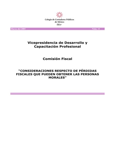 Consideraciones Respecto de Pérdidas Fiscales que Pueden