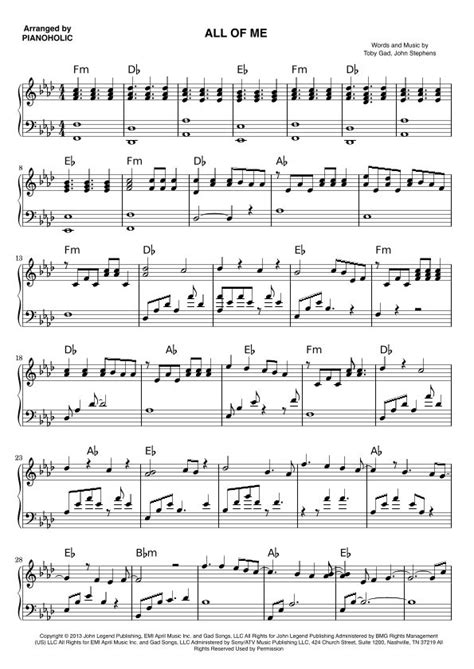 All Of Me Sheet Music For Piano