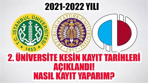 SINAVSIZ 2 ÜNİVERSİTE KESİN KAYIT TARİHLERİ AÇIKLANDI KAYIT NASIL