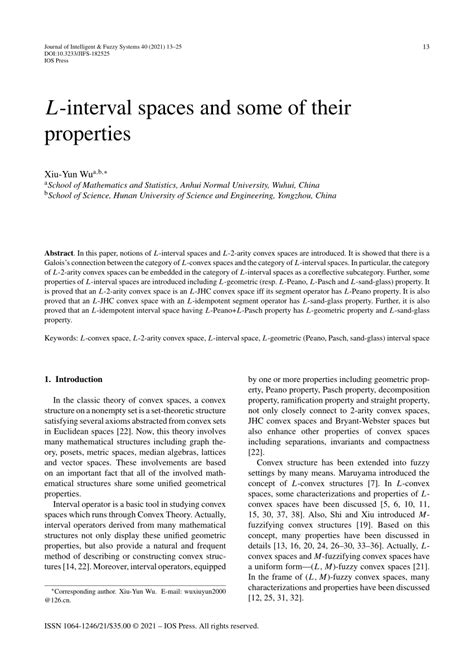 pdf l interval spaces and some of their properties