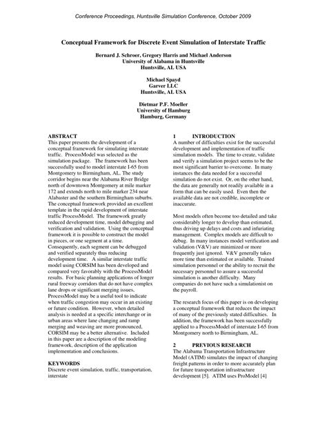 pdf conceptual framework for discrete event simulation of interstate traffic